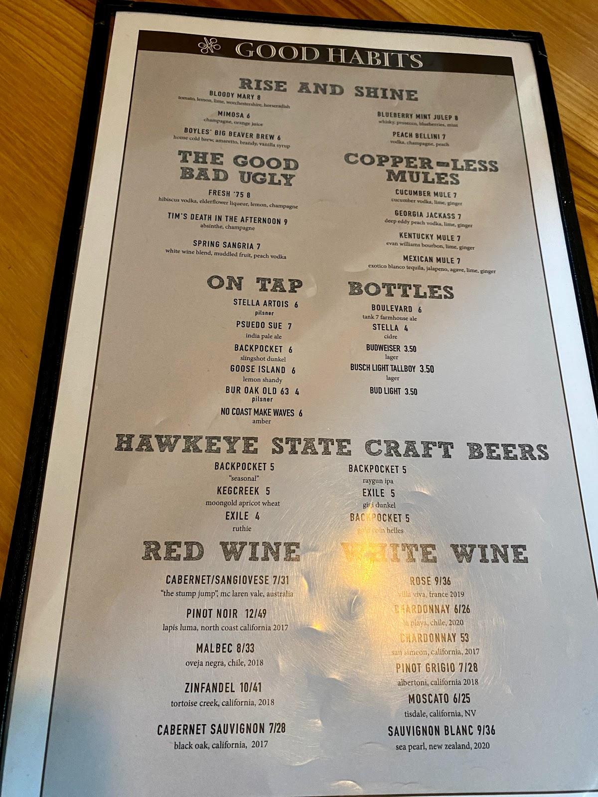 Menu at Motley School Tavern restaurant, Des Moines