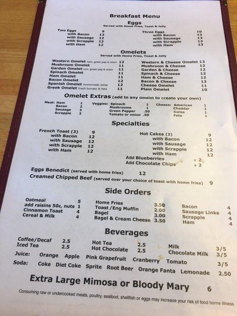 Menu at Robin Hood Restaurant, Rehoboth Beach