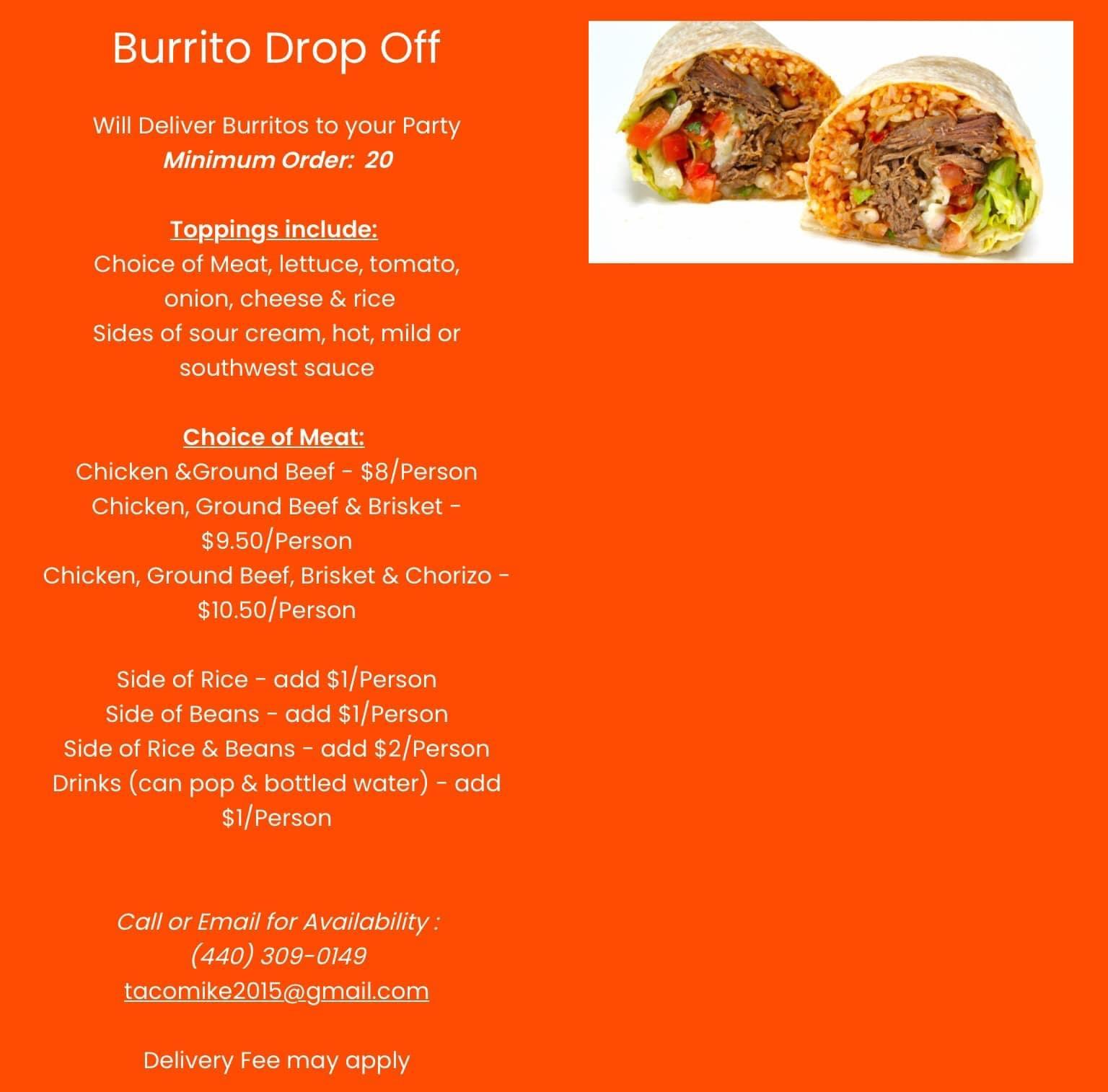 Menu at Taco Mike Food Truck, Elyria, E Broad St