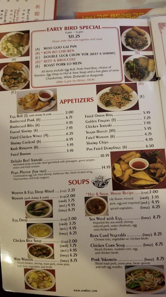 Menu at Zom Hee Chinese Restaurant, Seminole