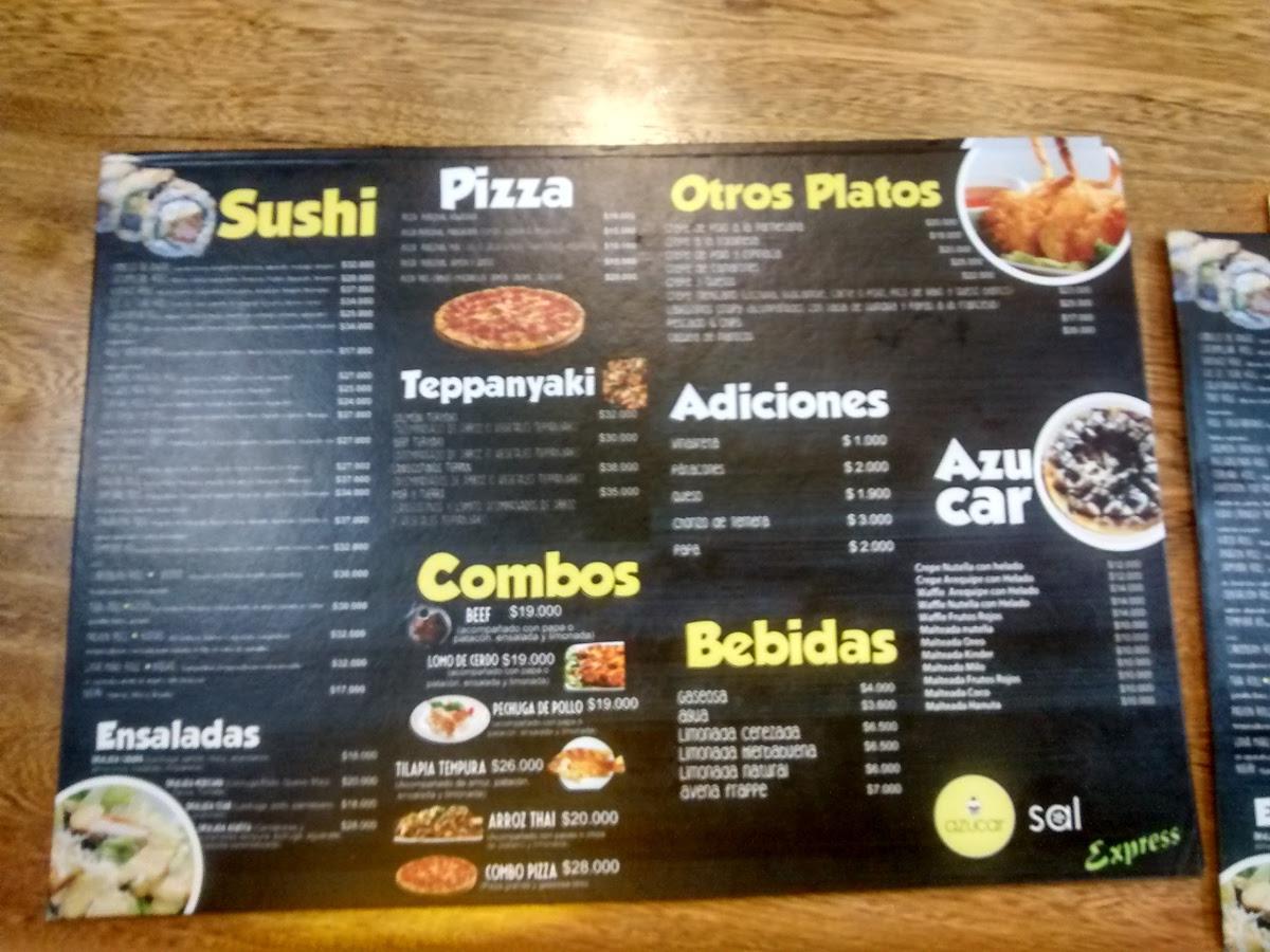 Menu at Azucar Sal Sushi Express restaurant, Montería