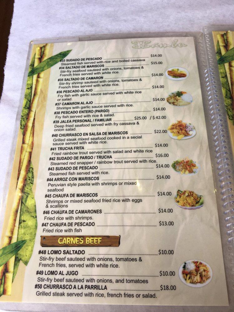 Menu at Bambu Restaurant & Steakhouse, Port Chester