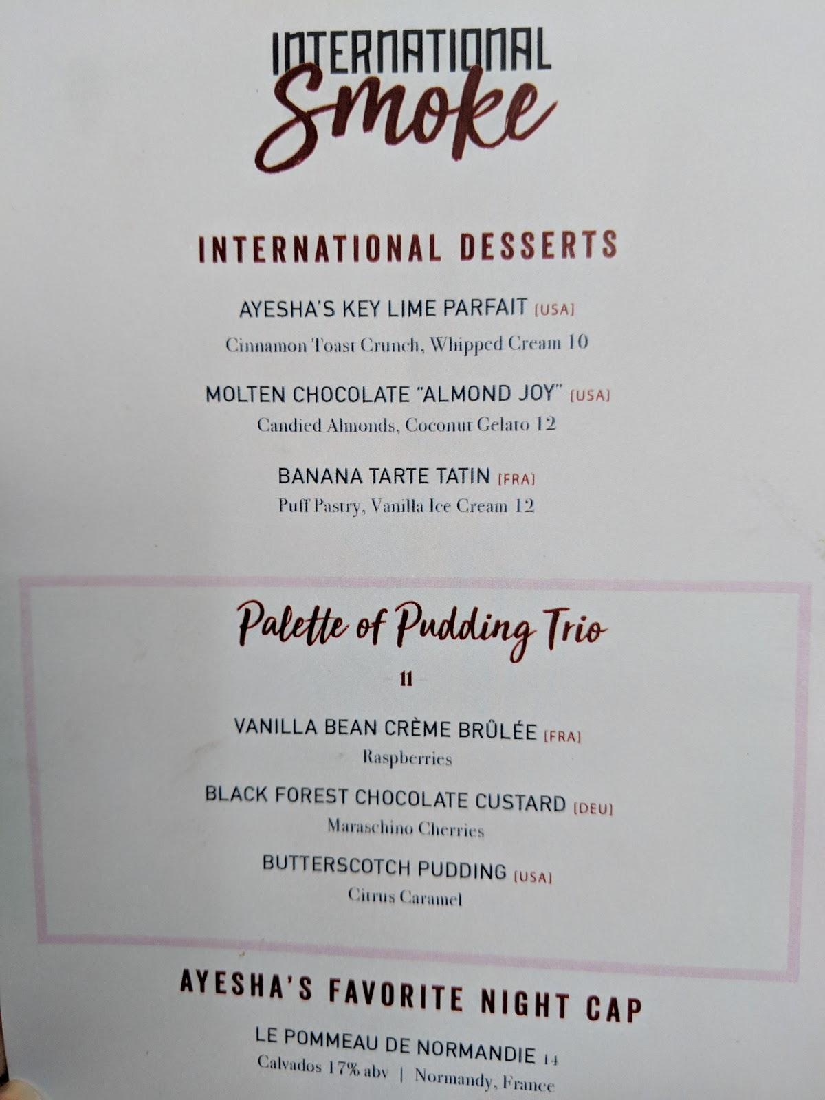 Menu at International Smoke San Francisco pub & bar, San Francisco, 301 ...