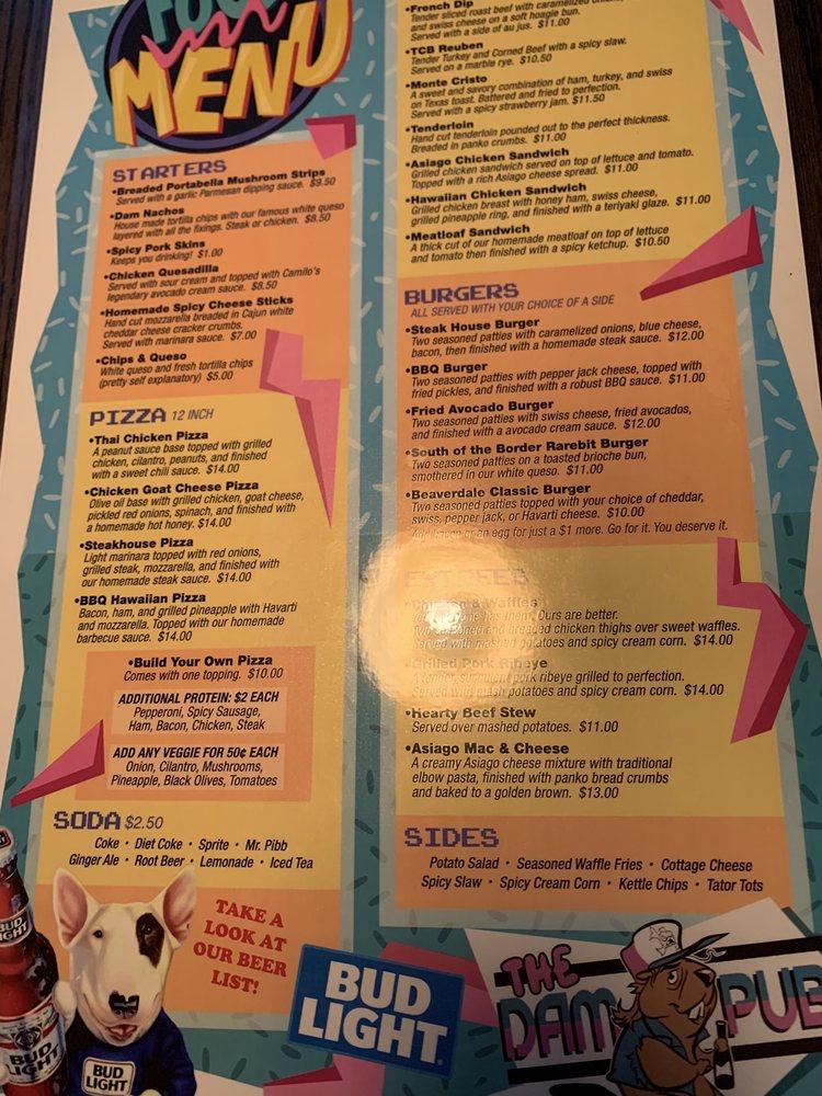 Menu at The Dam Pub, Des Moines, Beaver Ave