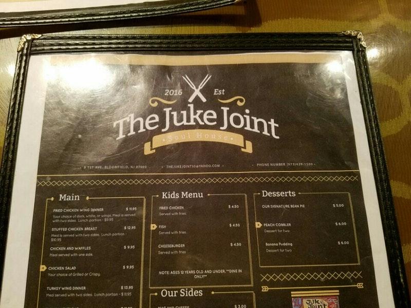Menu at The Juke Joint Soul House restaurant, Bloomfield