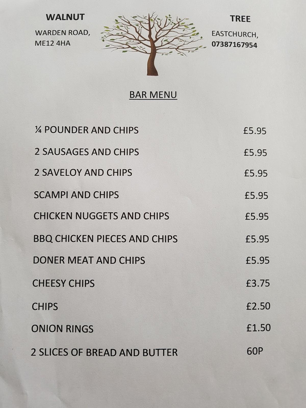 Menu at The Walnut Tree pub & bar, Eastchurch