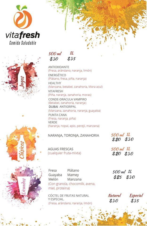 Menu at Vitafresh pub & bar, Cancún