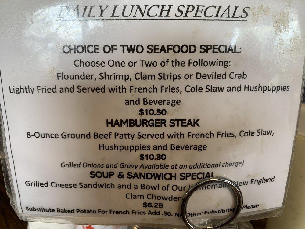 Menu at Ella's of Calabash restaurant, Calabash