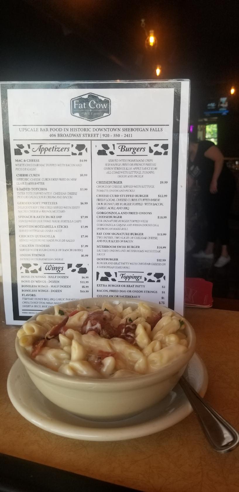 Menu at Fat Cow pub & bar, Sheboygan Falls