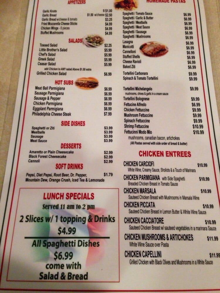 Menu at Little Brother's Pizza pizzeria, Burleson