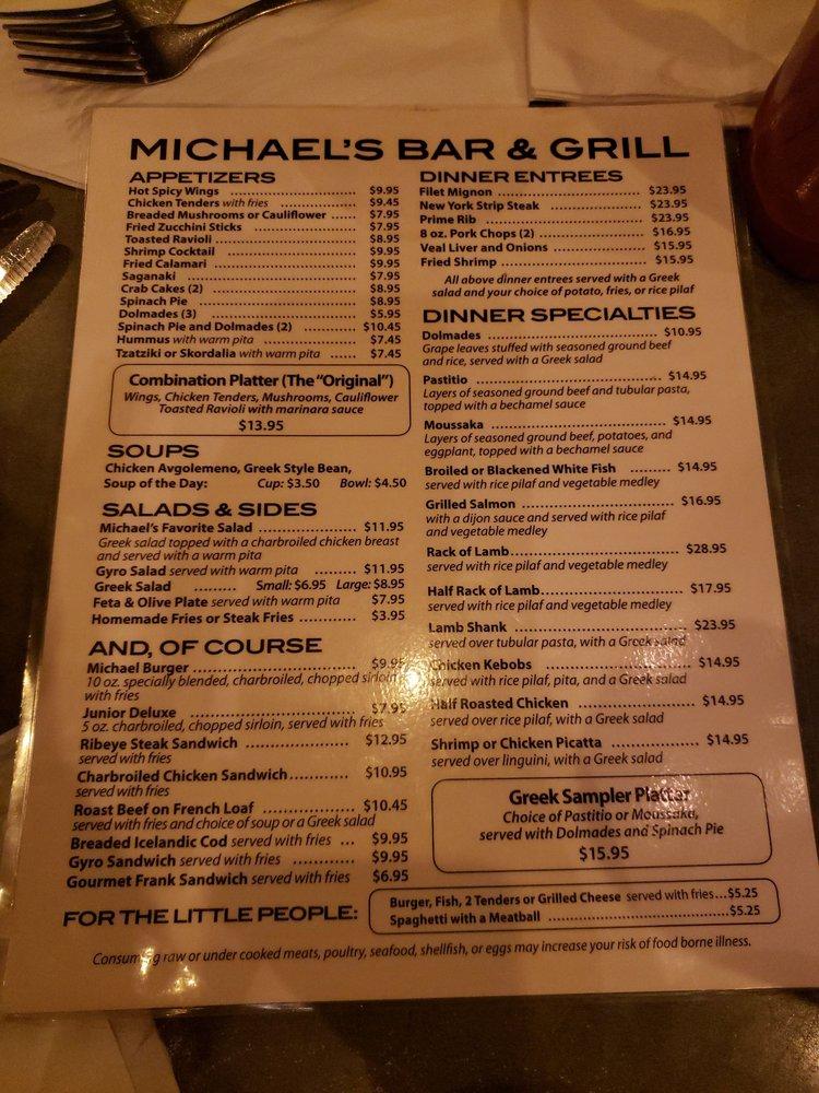 Menu at Michael's Bar & Grill, St. Louis