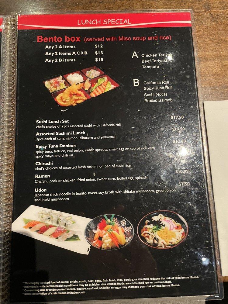 Carta de O2 Sushi Restaurant, Simi Valley