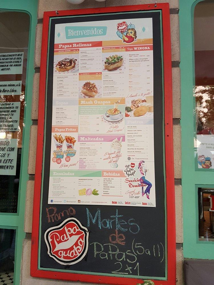 Menu at Papa Guapa pub & bar, Mexico City, Eugenia 101-Local C