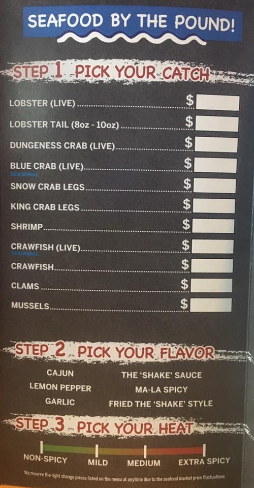 Menu at Seafood Shake pub & bar, Cleveland Heights