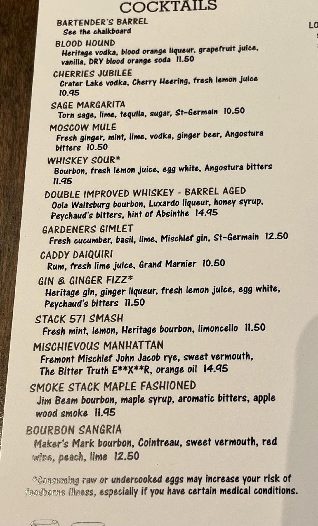 Menu at Stack 571 Burger and Whiskey Bar - Kirkland, Kirkland