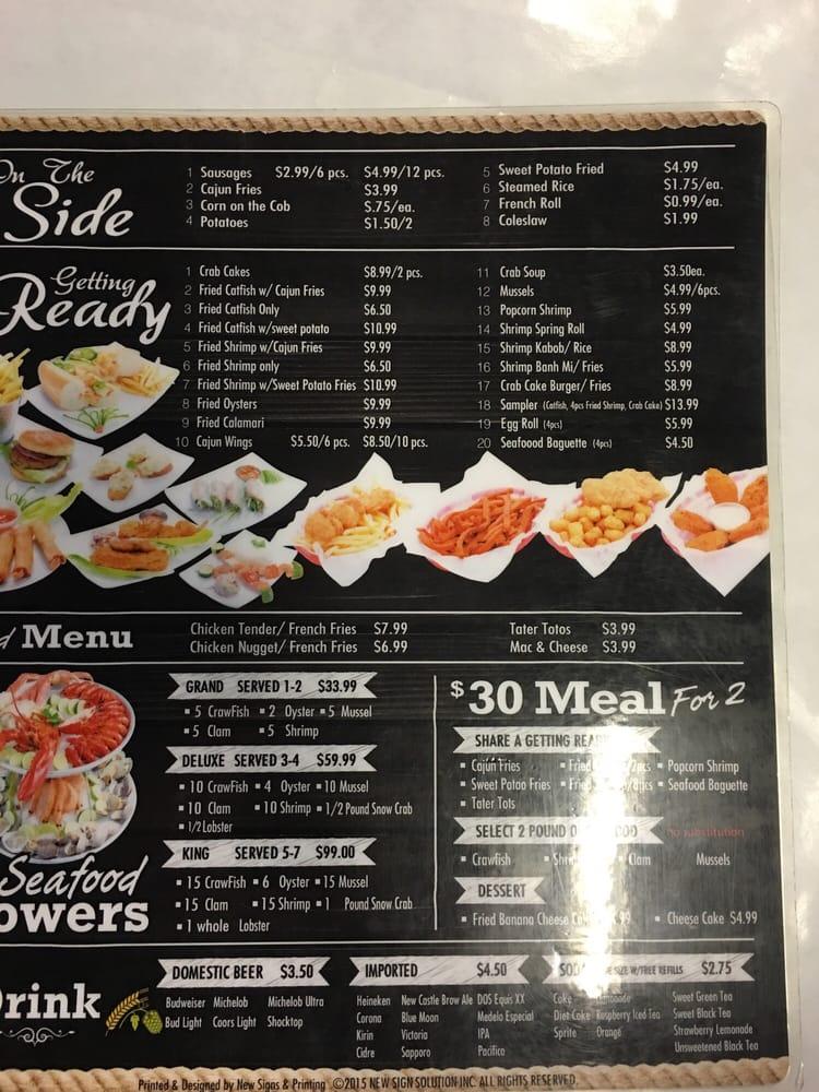 Menu at The Bucket Crab & Crawfish restaurant, Corona