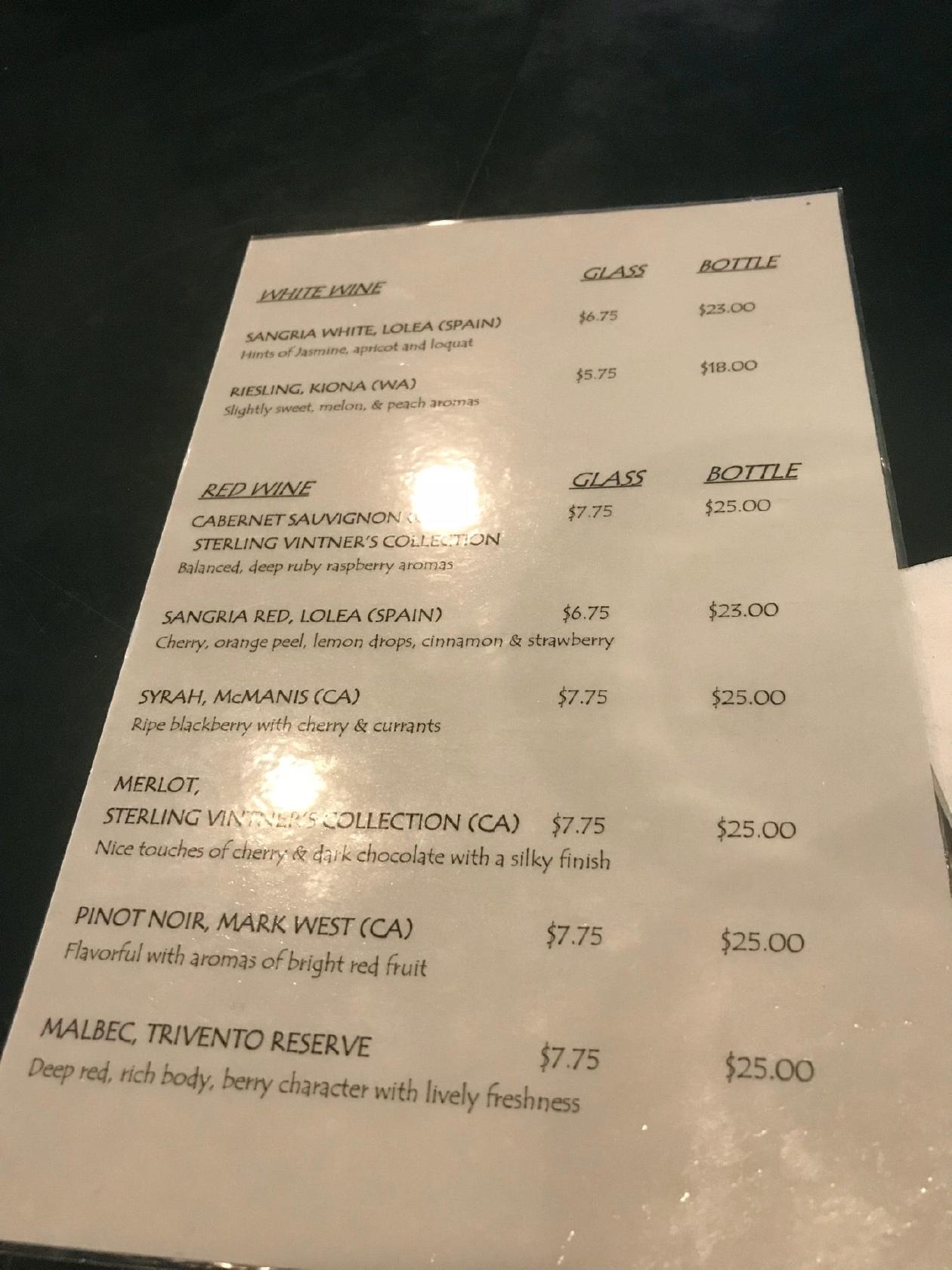 Menu at Dexter's Pub, Dexter
