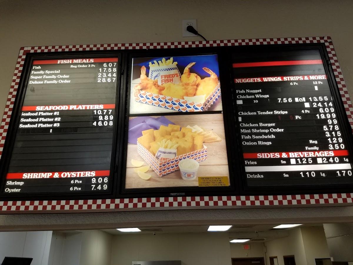 Menu at Fred's Fish Fry restaurant, San Antonio, 8264 Culebra Rd
