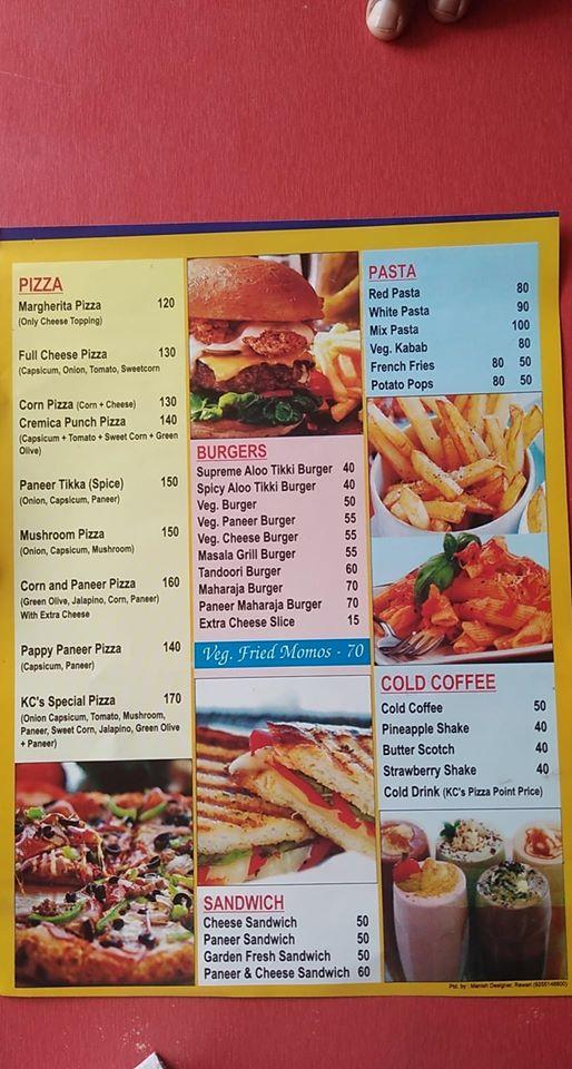 Menu at KC's PIZZA POINT, Neemrana
