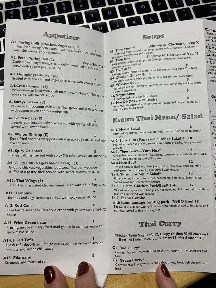 Carta de Kob Jai Pho and Thai Restaurant, Rocky Hill