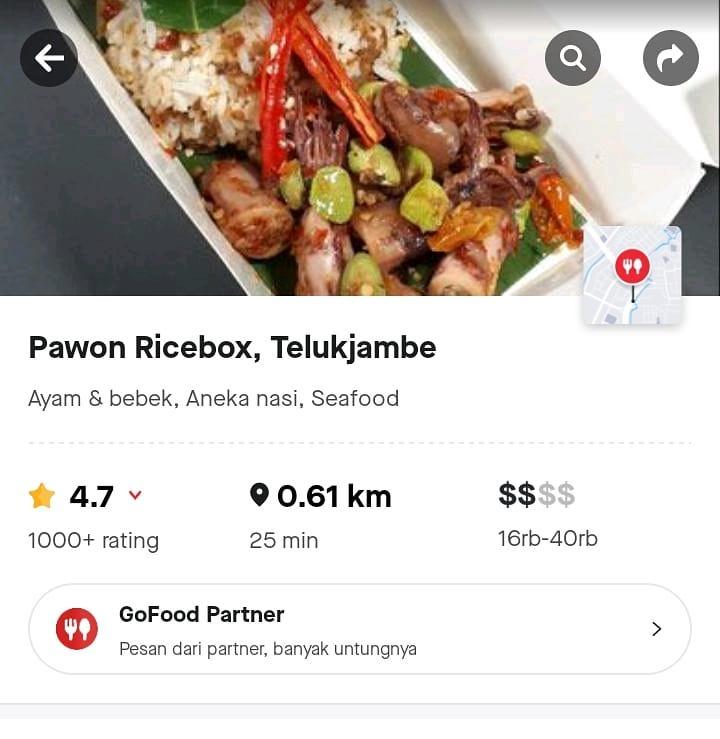 Menu at Pawon Ricebox restaurant, Karawang