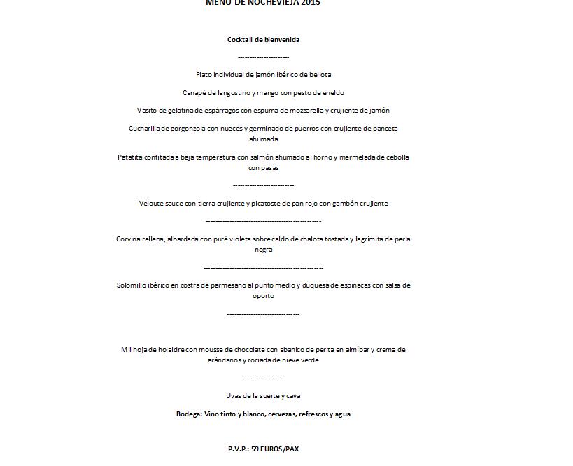 Carta de Restaurante-Tapas Plaza Grande, Zafra
