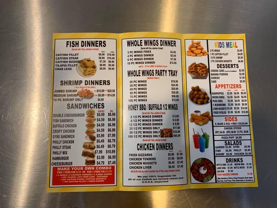 Menu at Shark’s Fish & Chicken on 12th and University restaurant ...