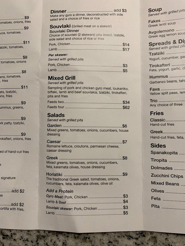 Menu at The Fat Greek restaurant, Haverhill