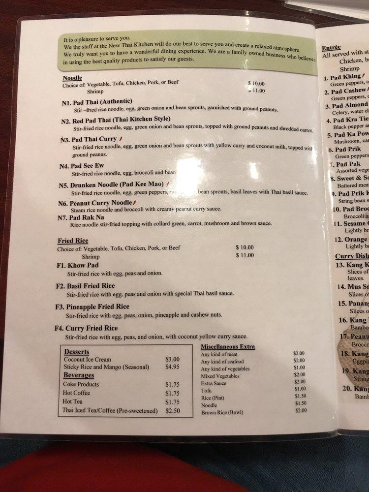 Menu at New Thai Kitchen restaurant, Meridian charter Township