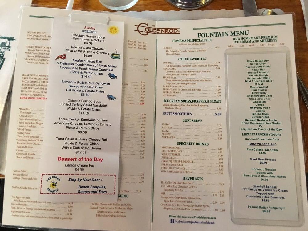 Menu at The Goldenrod restaurant, York