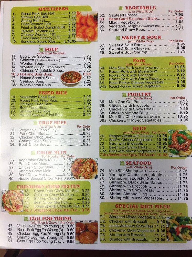Menu at China One Restaurant, Santa Maria