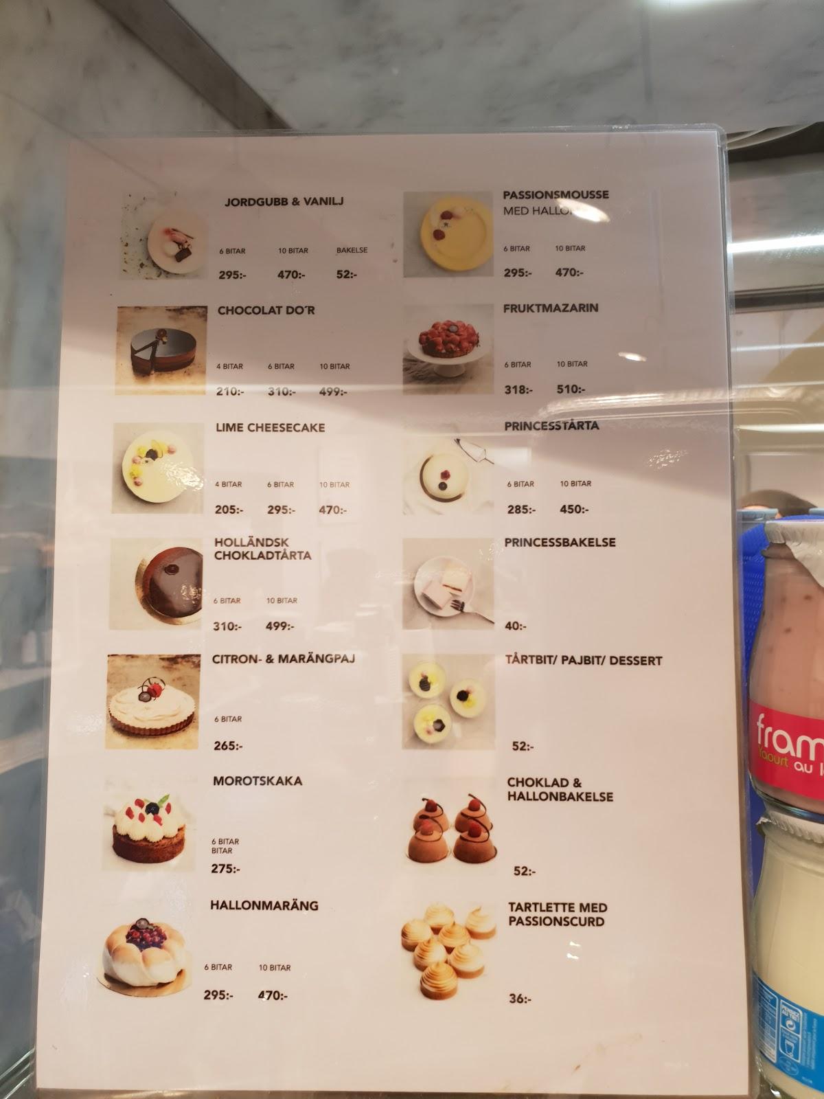 Menu at Gateau Äppelviken cafe, Stockholm, Västerled 8