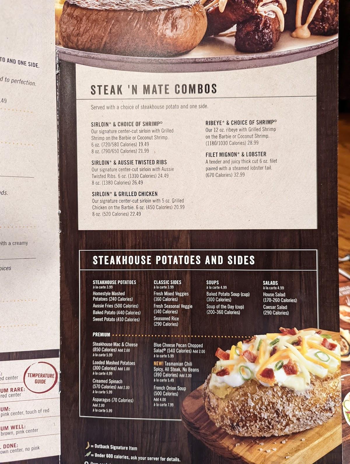 Menu at Outback Steakhouse, Novi