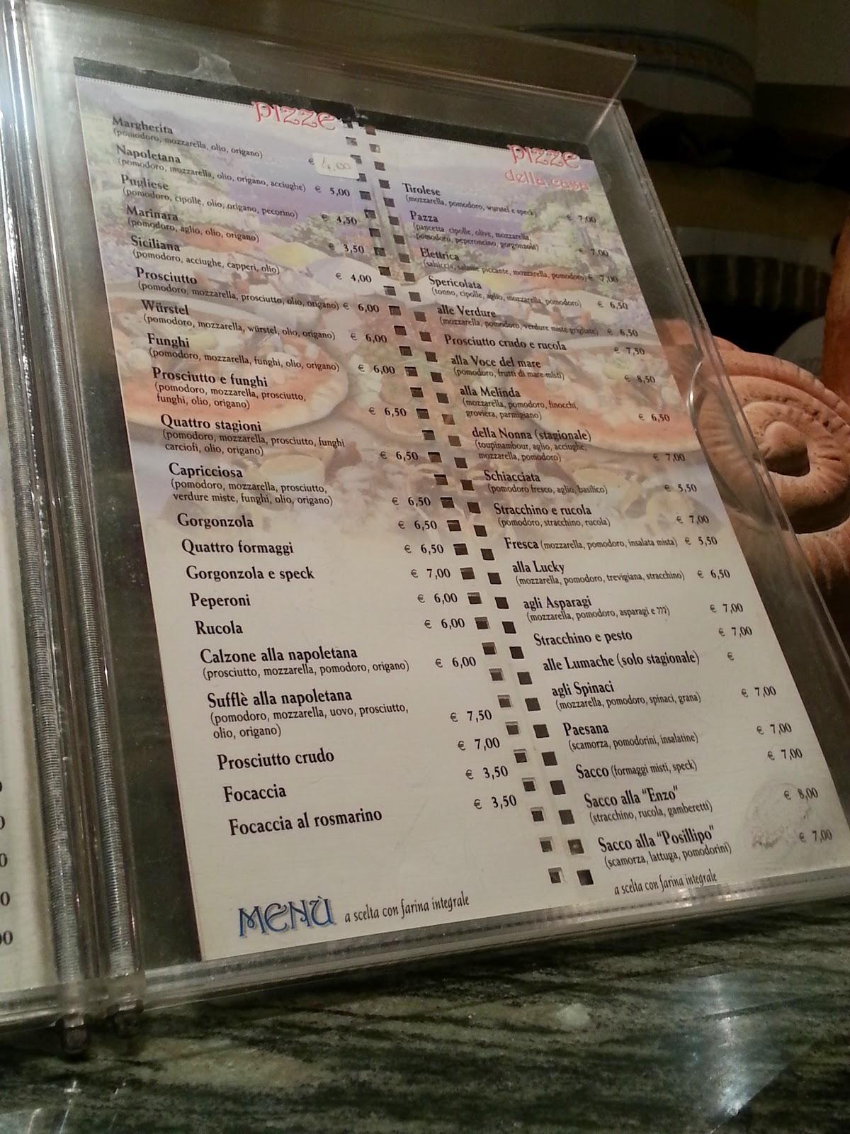 Menu da Pizzeria Posillipo, Borgo San Dalmazzo