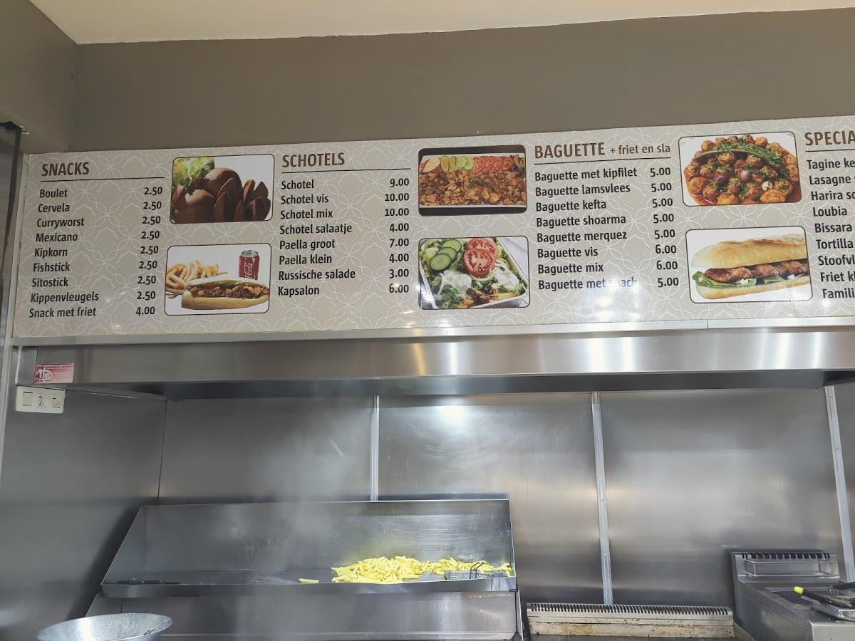 Menu at Snack Baraka, Antwerp