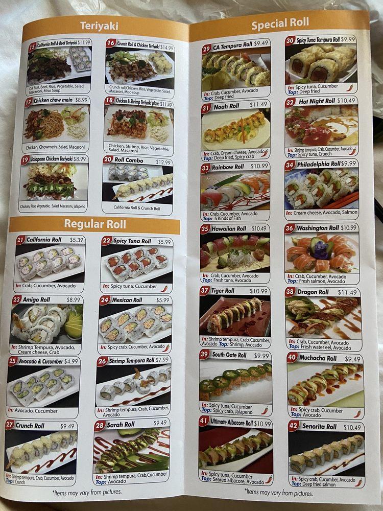 Menu at TH Teriyaki House restaurant, South Gate
