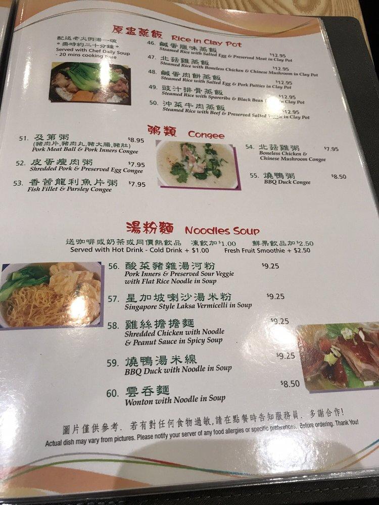 Carta de Van. Tea Cafe, Vancouver