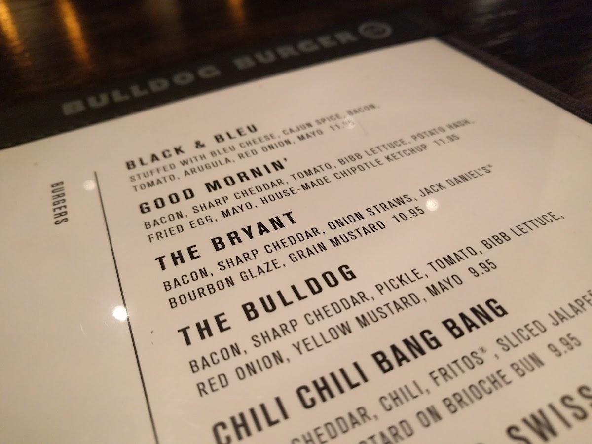 Menu at Bulldog Burger Company Starkville restaurant, Starkville