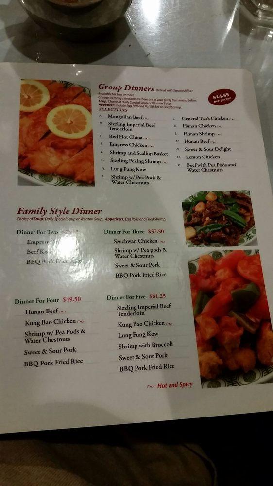 Menu at East China Inn restaurant, North Aurora