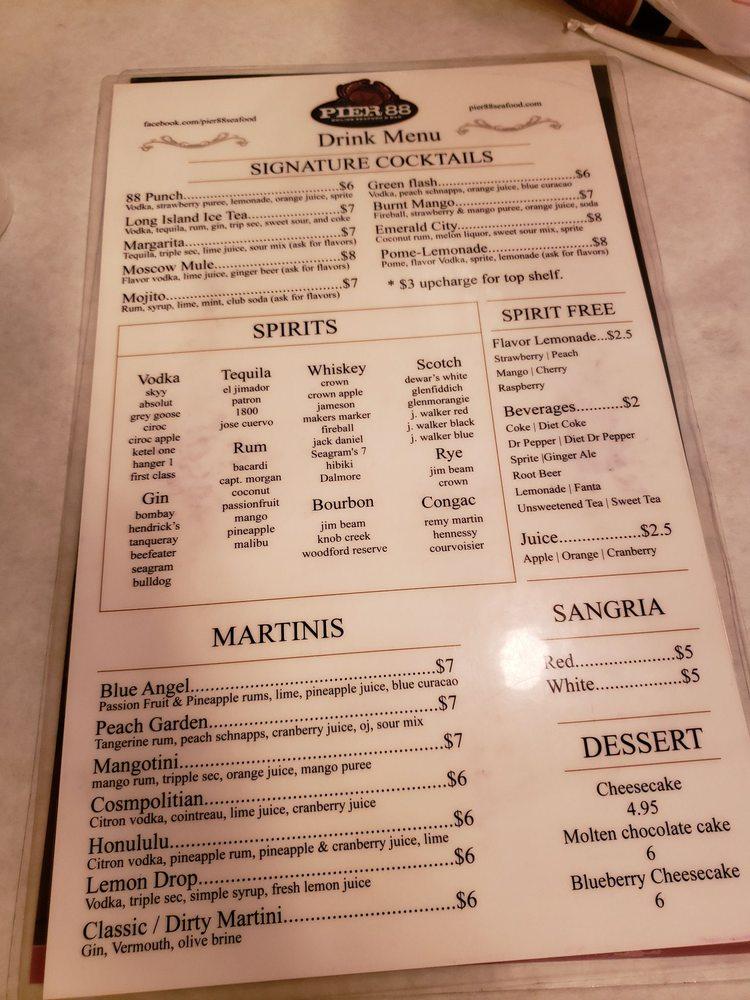 Menu at Pier 88 Boiling Seafood & Bar OKC, Oklahoma City