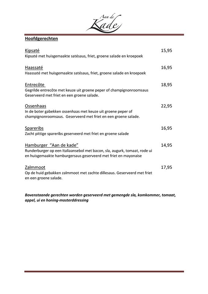 Speisekarte von Restaurant Aan de Kade, Huizen