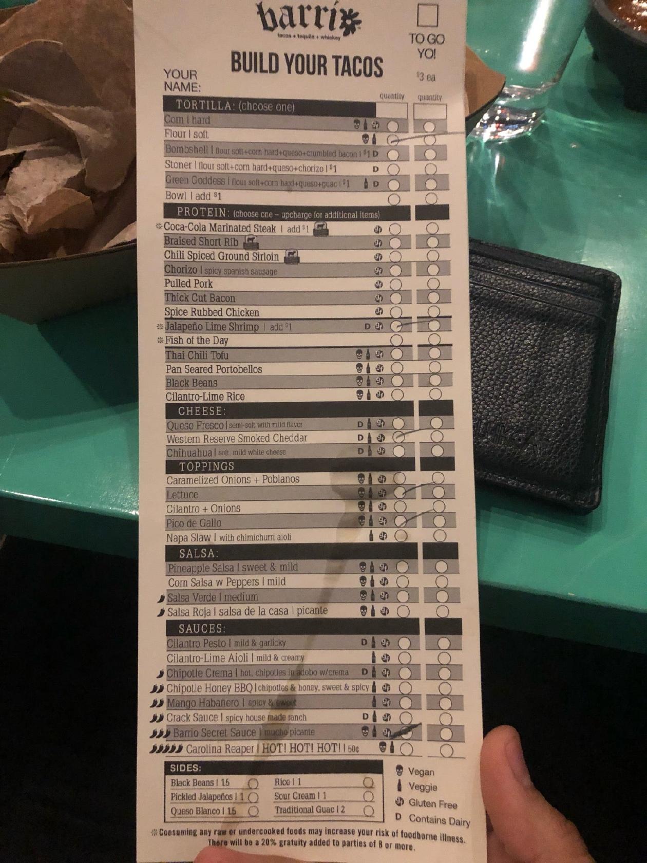 Menu at Barrio Kent, Kent, 295 S Water St