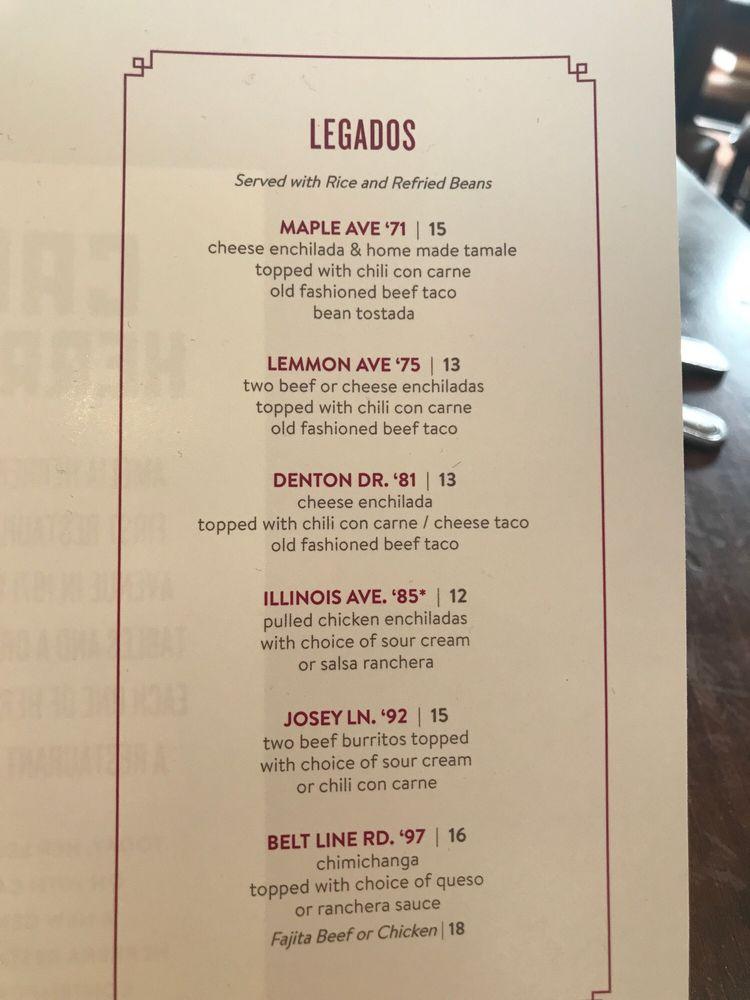 Menu at Cafe Herrera on Lamar, Dallas, 665 S Lamar St