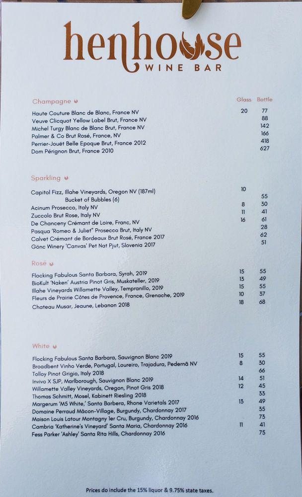 Menu at Hen House pub & bar, Memphis