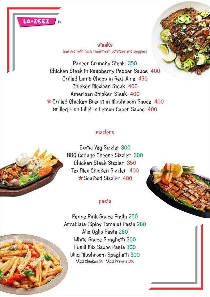 Menu at La-zeez GOA, Calangute