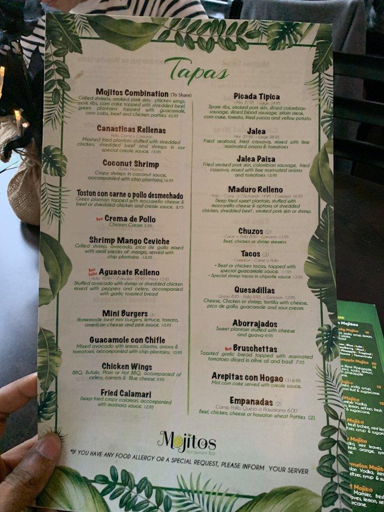 Menu at Mojitos pub & bar, New York City, 81-01 Northern Blvd