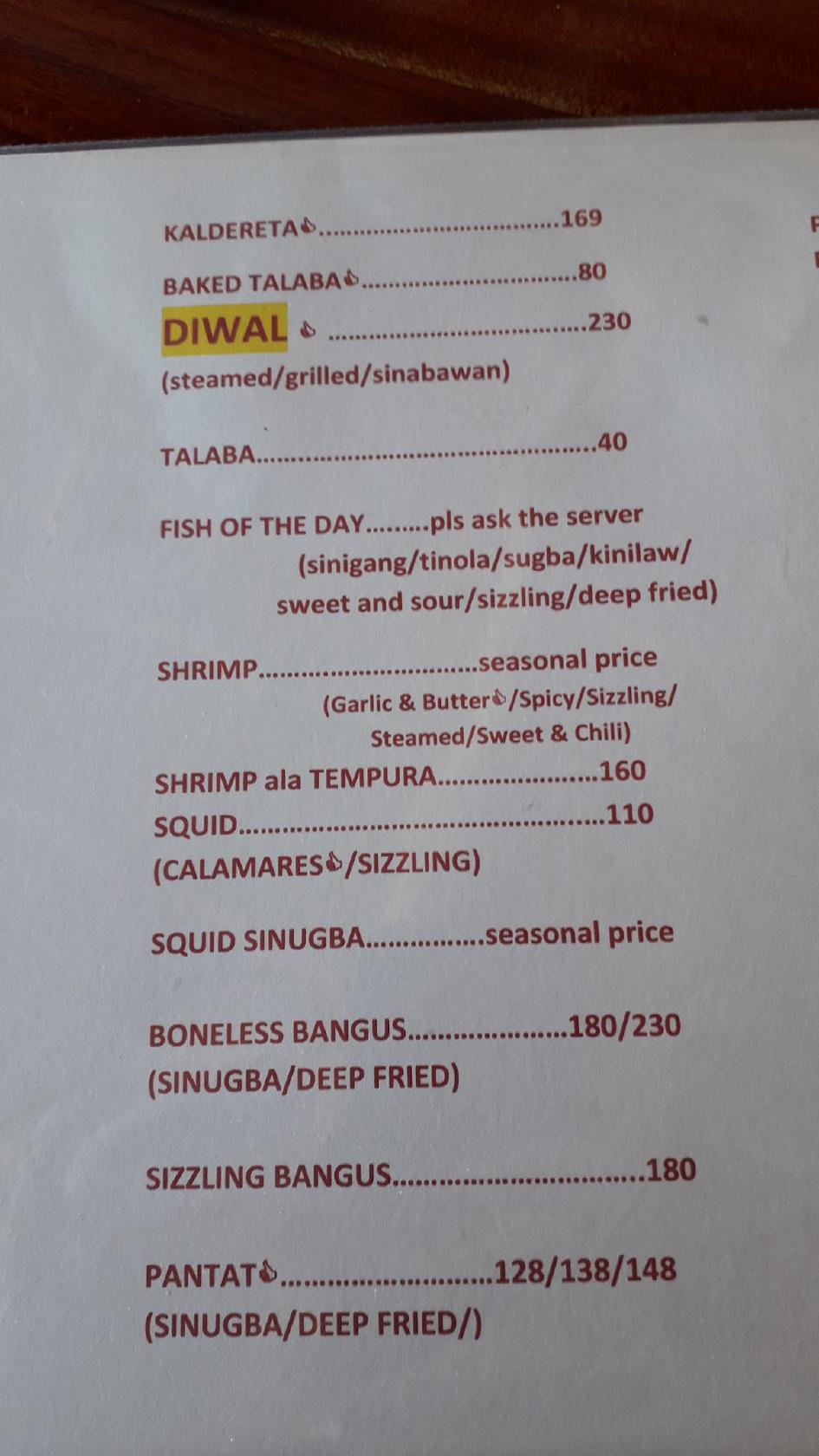 Menu at Payag by Pepron Seafood and Restaurant, Iloilo City, Costa del ...