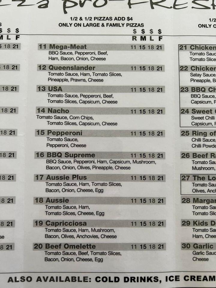 Menu at Pizza Pro-Fresh-Nals restaurant, Ararat