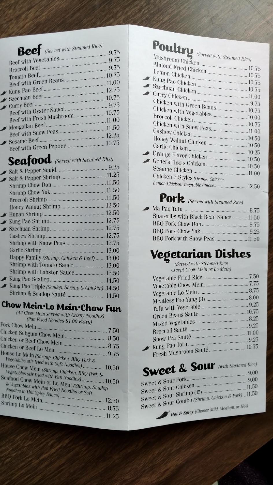 Menu at Susie's Cafe, Pendleton