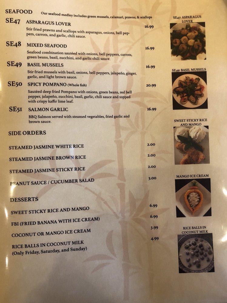 Menu at Thai Lao Cuisine restaurant, Fair Oaks